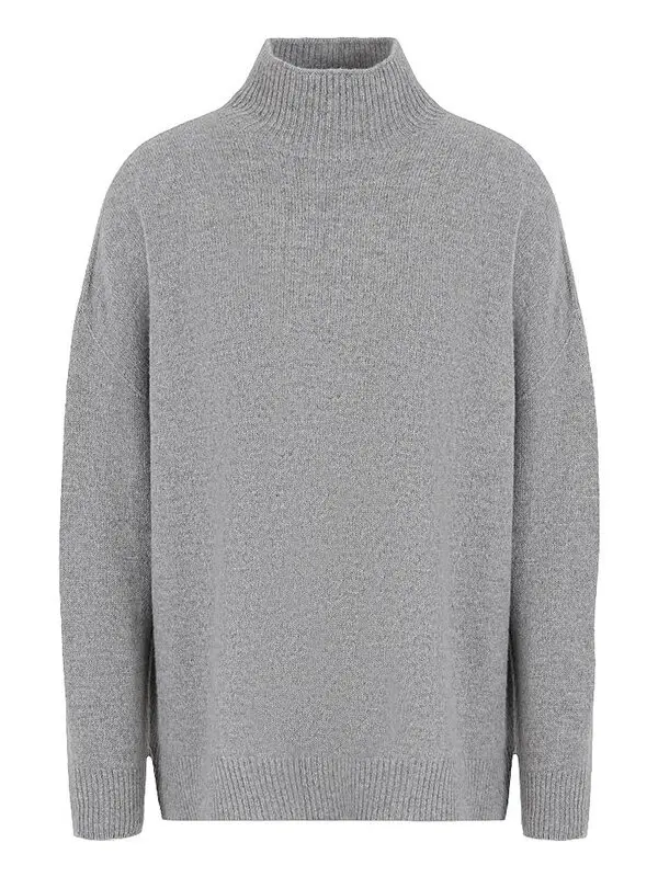 Emporio Armani Cashmere Blend Turtleneck Sweater - Solid Dark