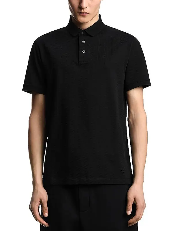 Emporio Armani Jacquard Polo Shirt - Black