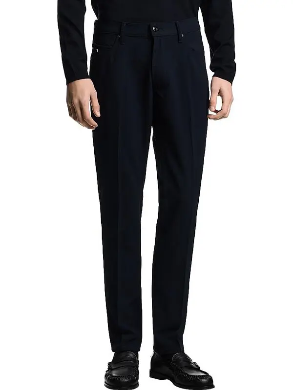 Emporio Armani Regular Fit Stretch Cannette Trousers - Solid Blue