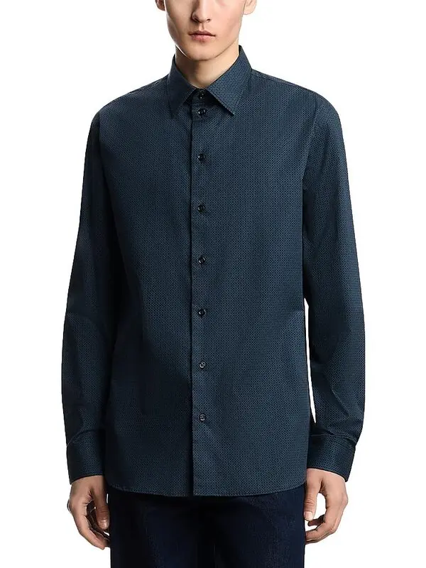 Emporio Armani Geometric Button Up Shirt - Blue/black
