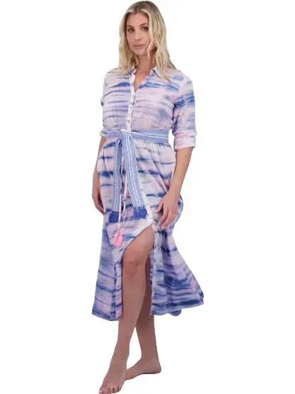 MER ST. BARTH Anais Button Front Shirtdress - Pink