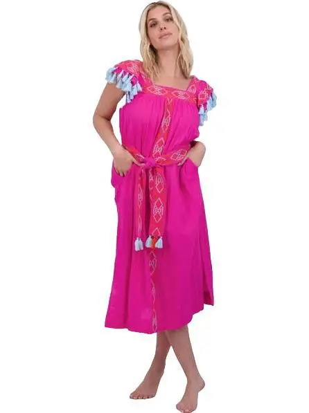 MER ST. BARTH Maxi Sandrine Dress With Embroidery - Pink