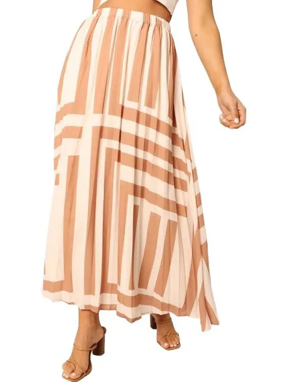 PETAL & PUP Elke Pleated Maxi Skirt - Tan