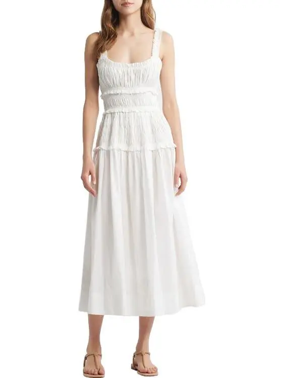 DÔEN Marianne Organic Cotton Poplin Midi Dress - Salt