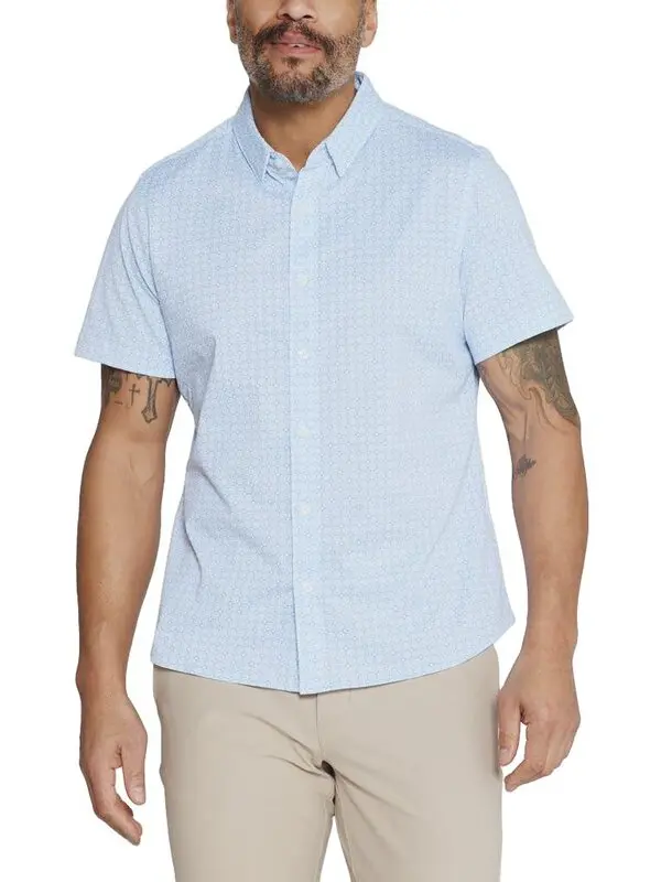 7 Diamonds Landen Short Sleeve Button-up Shirt - Light Blue