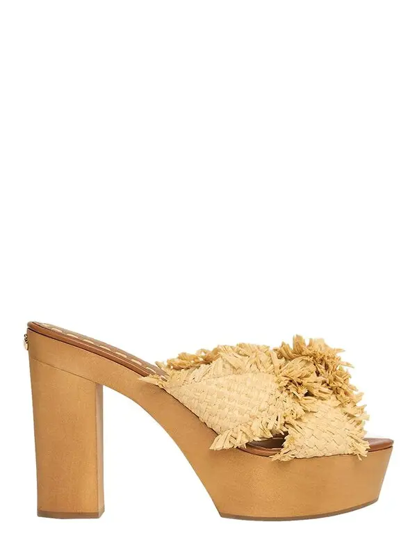 Dolce & Gabbana Knotted Crossover Raffia Platform Sandals - Legno Sabbia
