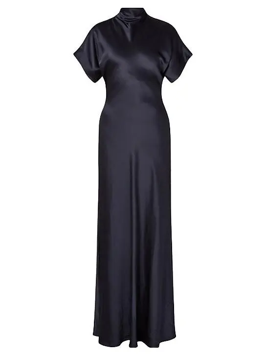 MALINA Alivia Short-sleeve Maxi Dress - Dark Blue