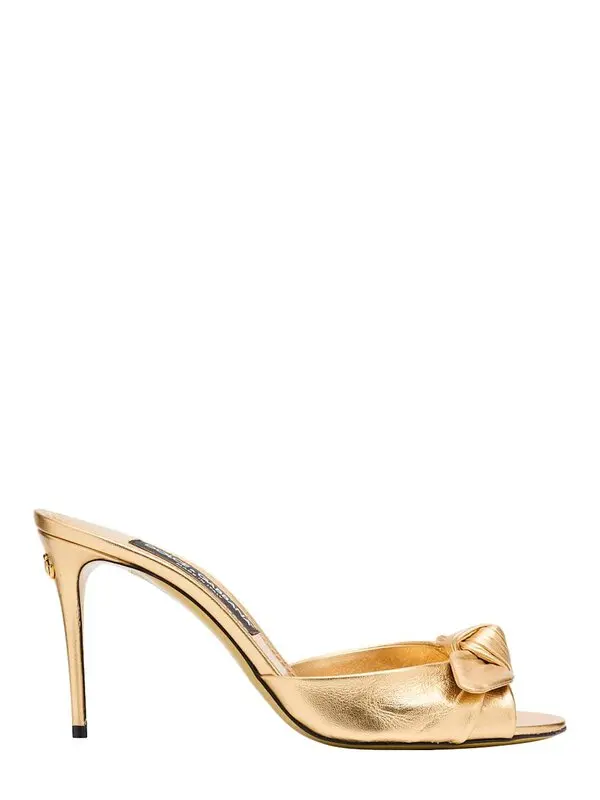 Dolce & Gabbana Metallic Knot Stiletto Slide Sandals - Oro
