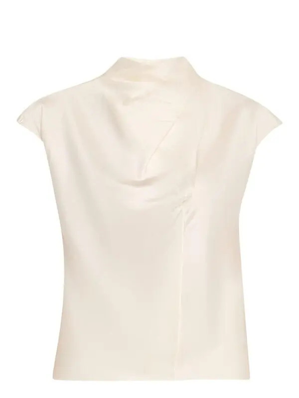 Veronica Beard Leilany Draped Silk Top - Ivory