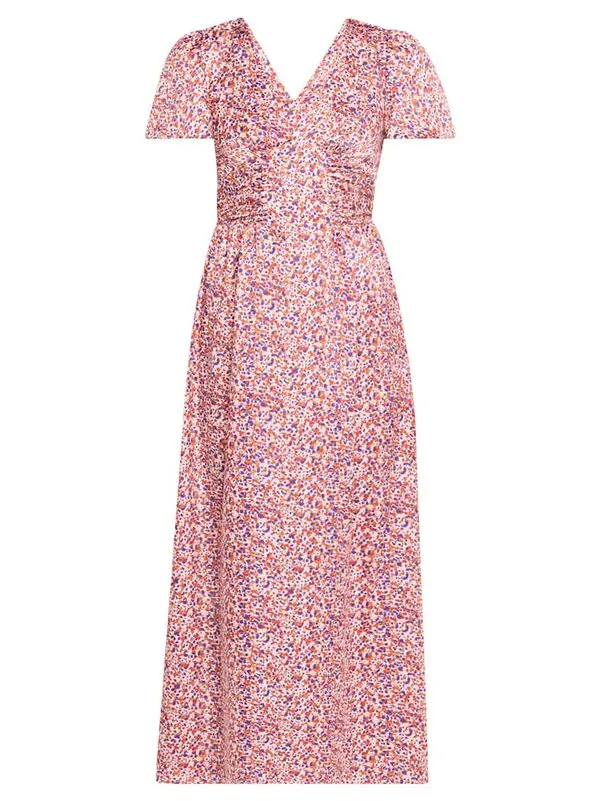 KIKA VARGAS Lara Dots Satin Maxi Dress - Pink