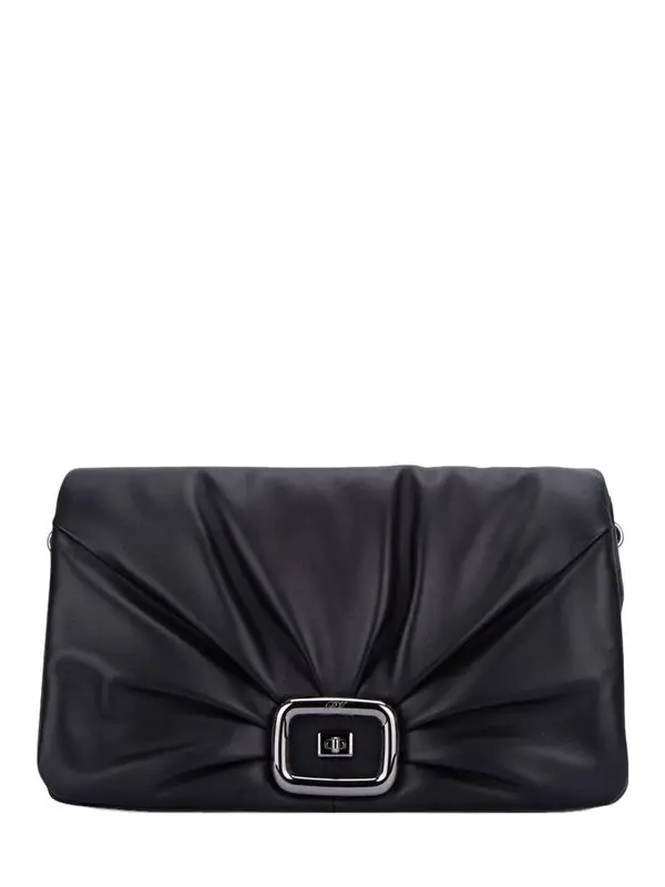 ROGER VIVIER Viv' Choc Leather Clutch - Black