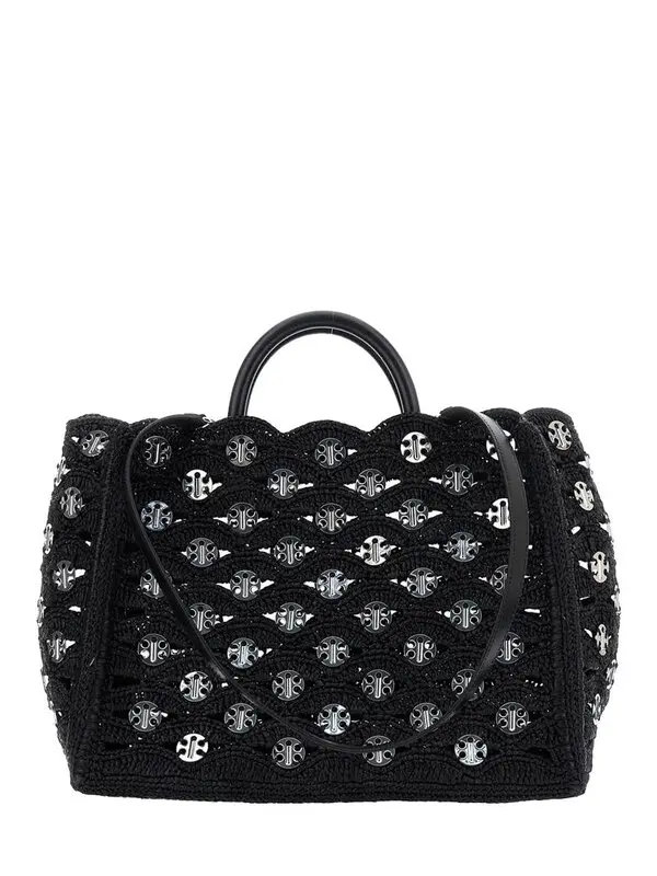 Rabanne Handbag With Disc Details - Black