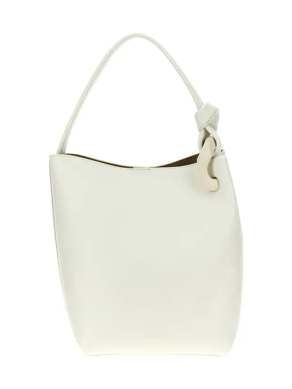 JW Anderson The Jwa Corner Bucket Leather Shopping Bag - White