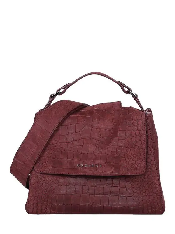ORTIGNI Croc-effect Nubuck Bag - Red