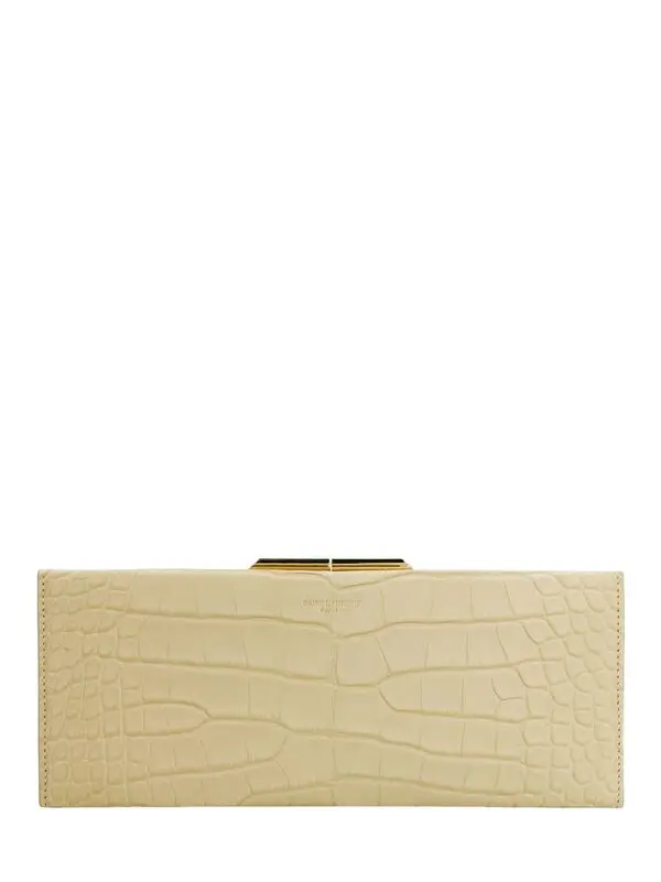 Saint Laurent Midnight Crocodile Leather Clutch - Beige