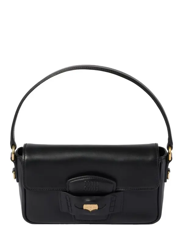 Miu Miu Penny Leather Shoulder Bag - Black