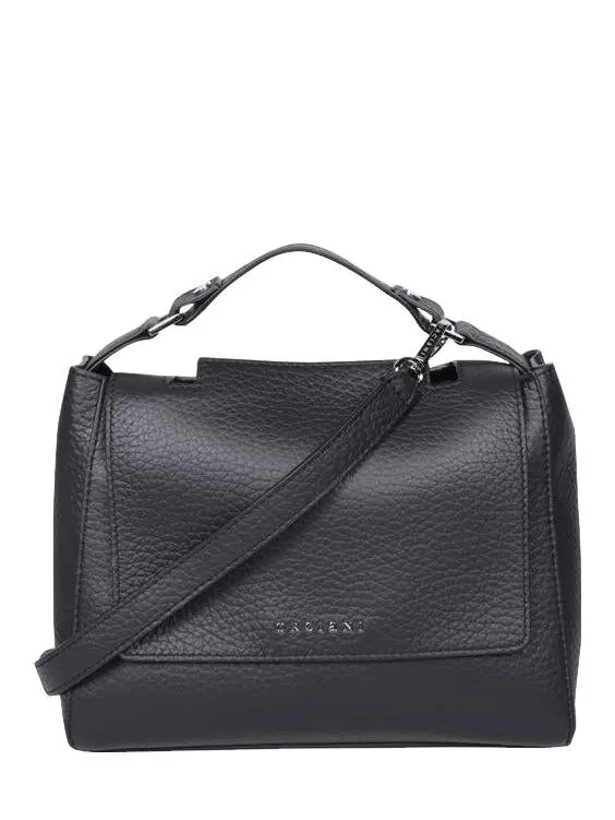 ORTIGNI Leather Handle Bag - Black