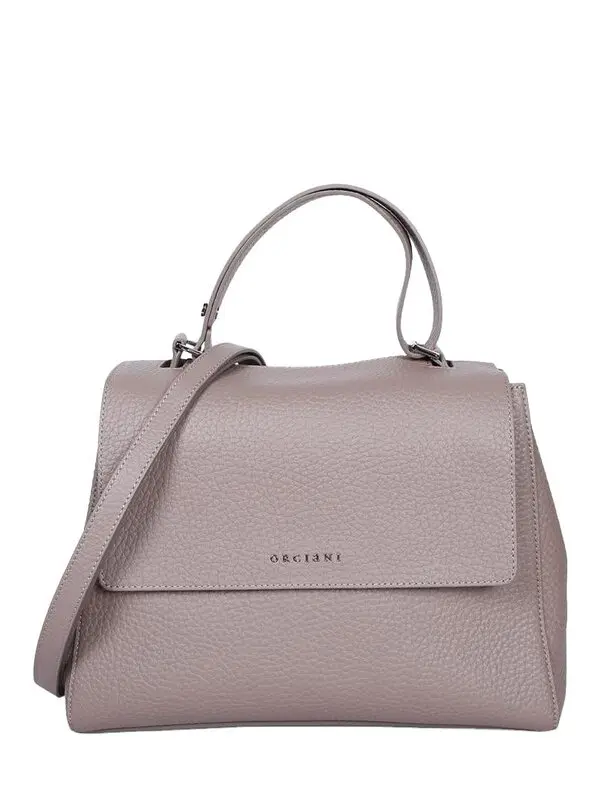 ORTIGNI Leather Handbag With Shoulder Strap - Beige