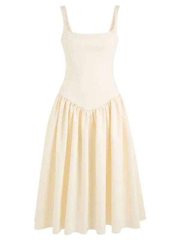 DE LA VALI Lola Satin Midi Dress - Ivory