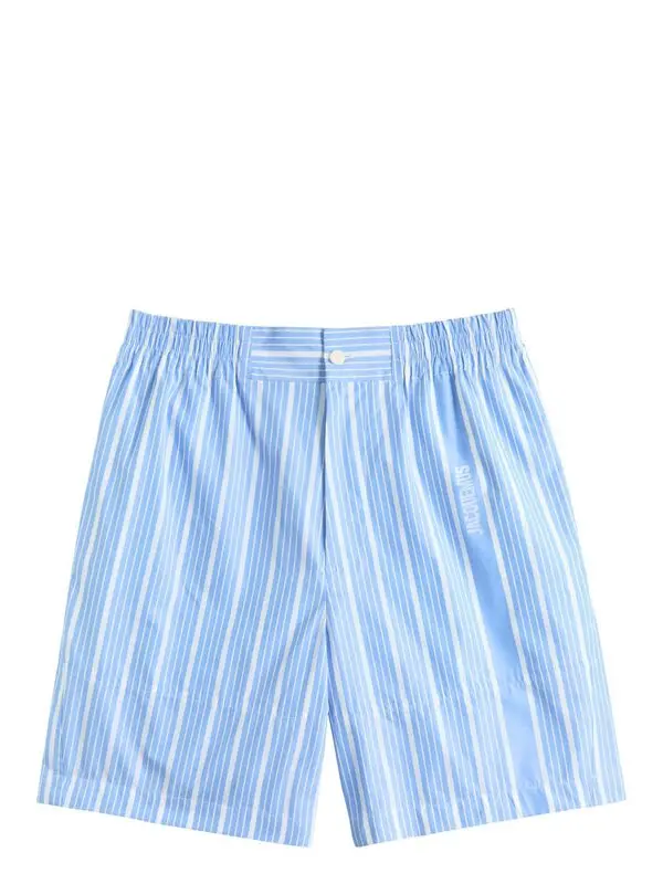 Jacquemus Le Short Aloe Striped Cotton Shorts - Blue