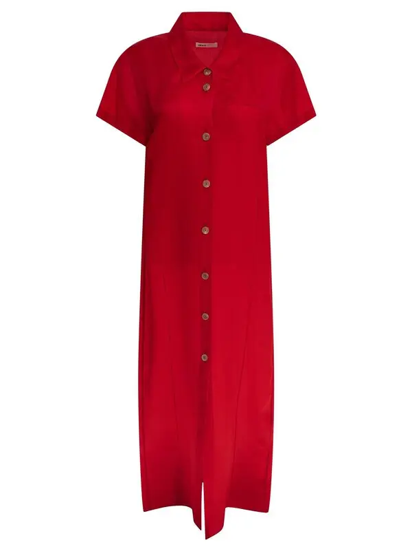 Khaite Effy Shirt Dress - Fuchsia