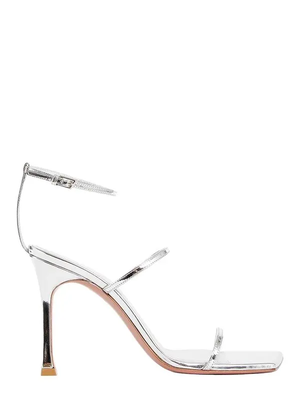 Amina Muaddi Maya Leather Sandals - Silver