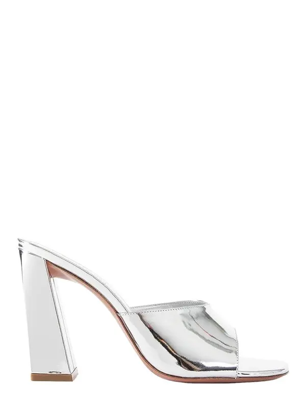 Amina Muaddi Brigitte 95 Mirror Mules - Silver