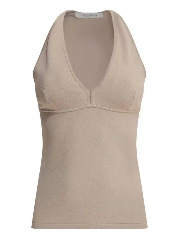 Max Mara Viscose Blend Sleeveless Top - Beige