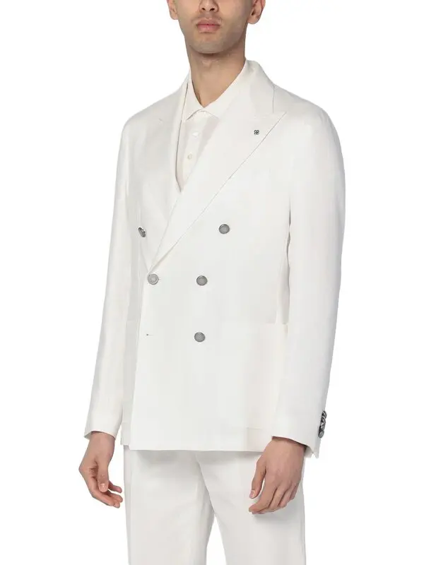 Tagliatore Double-breasted Linen Jacket - White