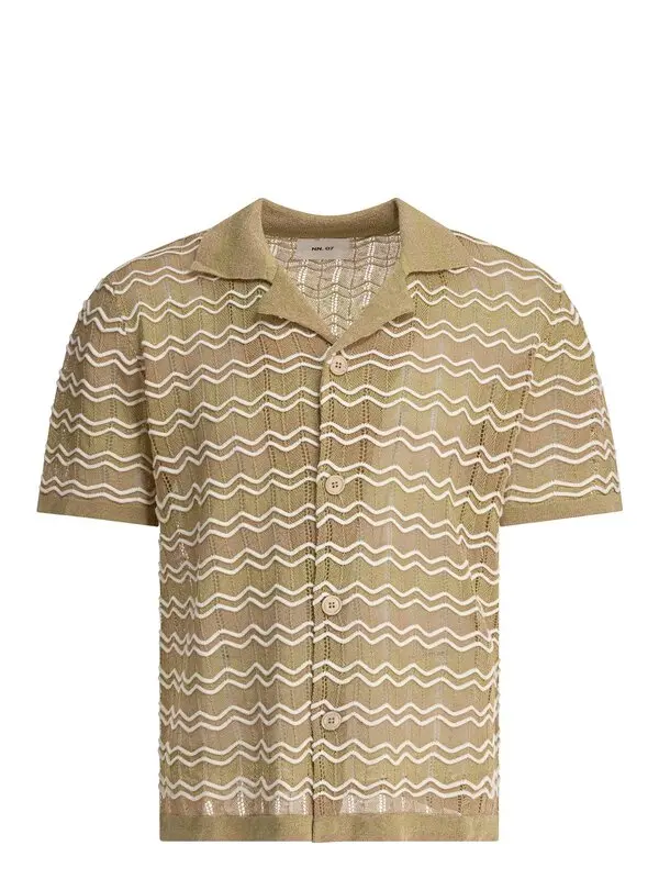 NN.07 Striped Knit Polo Shirt - Beige