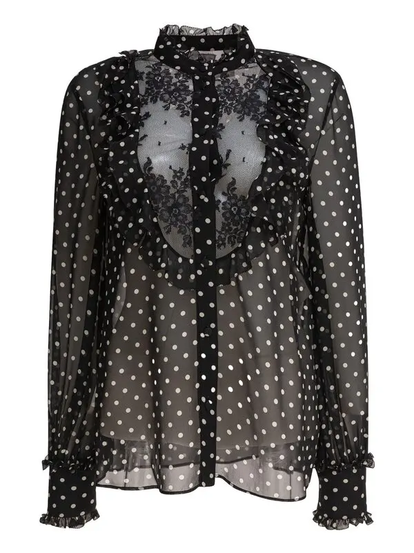 Valentino Garavani Silk Polka Dot Shirt - Black
