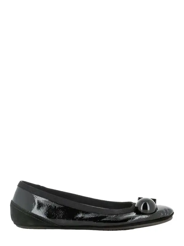 DOVE NUOTANO GLI SQUALI Leather Ballerina Shoes - Black