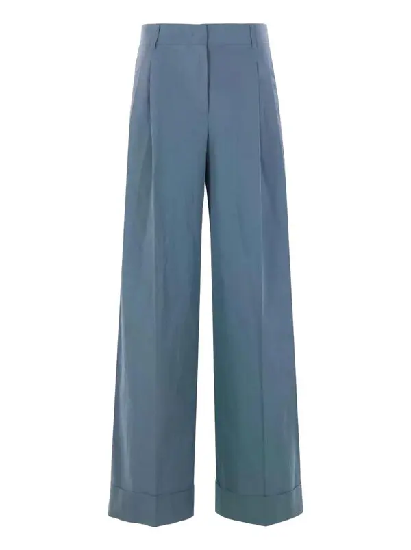 Alberto Biani Cotton Wide-leg Trousers - Blue