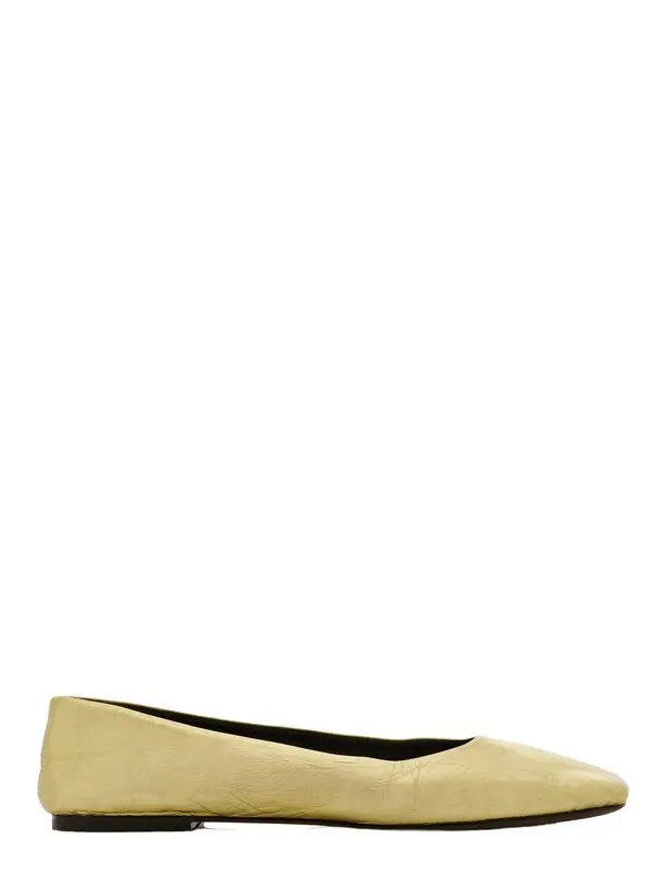 THE ROW Square Metallic Leather Ballerinas - Gold