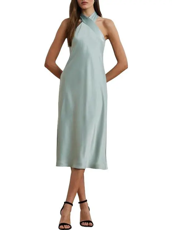 Ralph Lauren Satin Charmeuse Halter Gown - Aqua Pearl