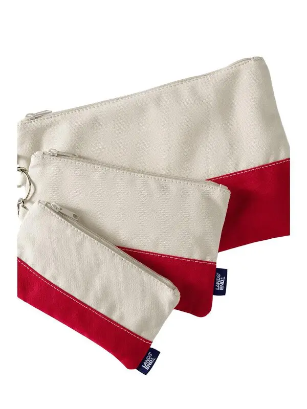 LANDS' END Canvas Pouch 3-pack - Natural/heritage Red