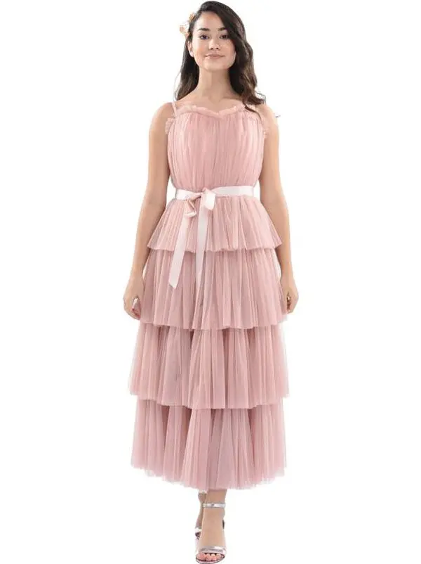 TULLEEN Firenze Tiered Tulle Gown - Blush