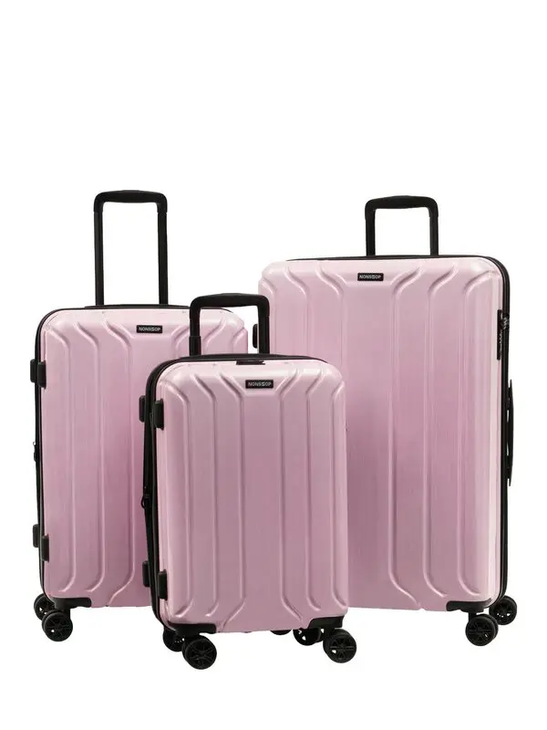 NONSTOP 3-piece Lightweight Expandable Spinner Luggage Set With Packing Cubes - Blush Pink