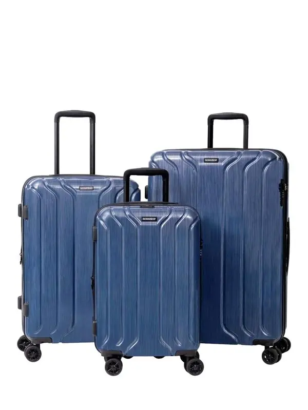 NONSTOP 3-piece Lightweight Expandable Spinner Luggage Set With Packing Cubes - Denim Blue