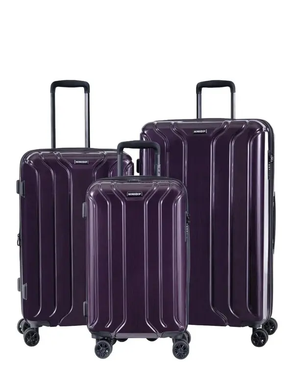 NONSTOP Elite Hardside 3-piece Luggage Set With Packing Cubes - Plum