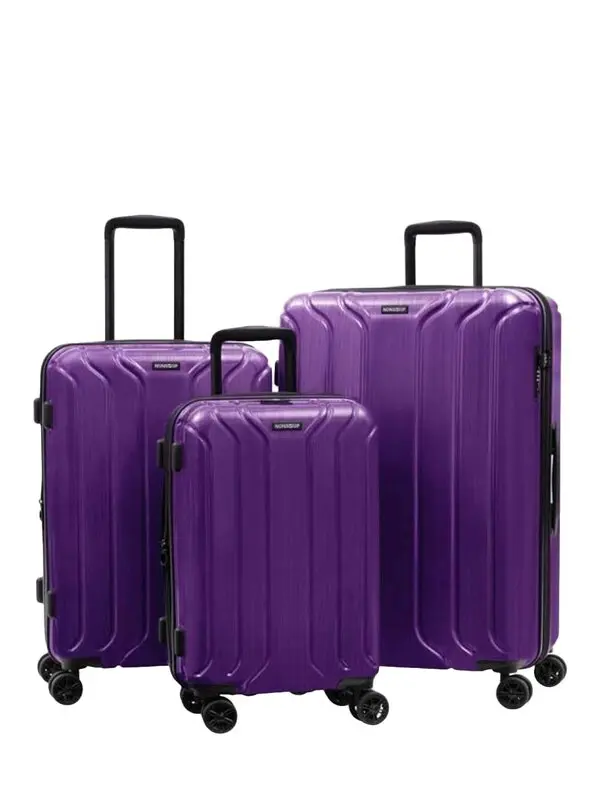 NONSTOP 3-piece Lightweight Expandable Spinner Luggage Set With Packing Cubes - Purple