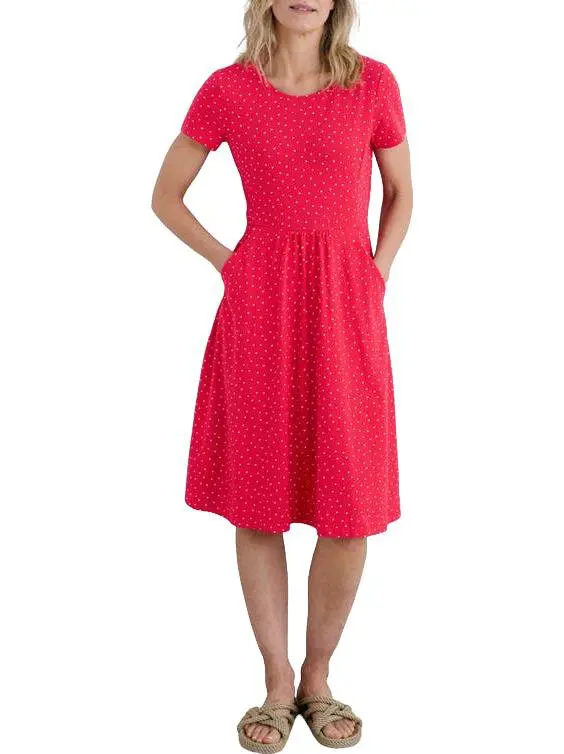 SEASALT CORNWALL April Polka Dot Jersey Dress - Rustic Spot Raspberry