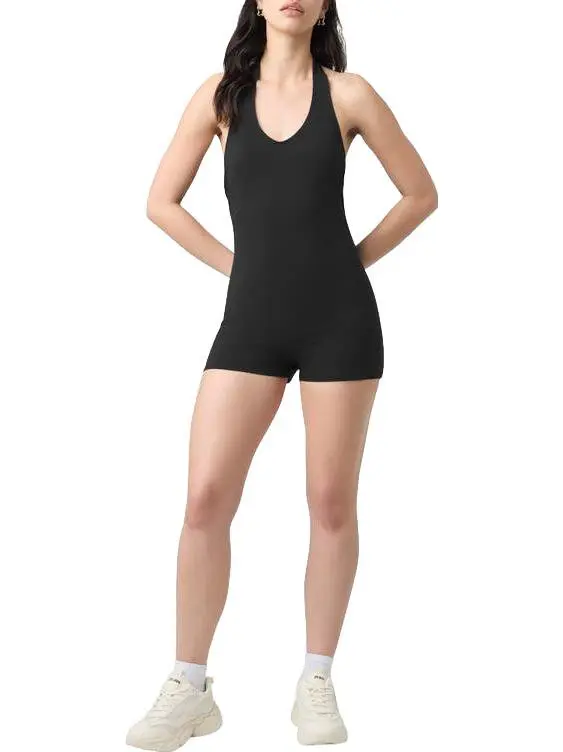 FLORENCE BY MILLS Halter Terry Romper - Black