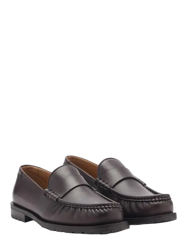 Mango Leather Loafer - Brown