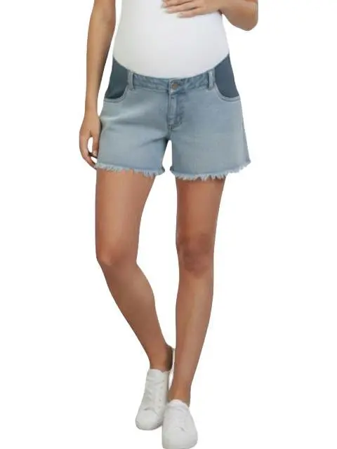 Motherhood Maternity Under The Belly Denim Maternity Shorts - Sara Light Wash
