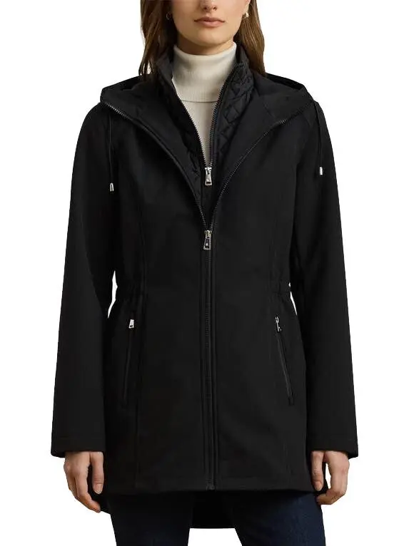 Ralph Lauren Hooded Soft-shell Jacket With Interior Quilted Bib - Black