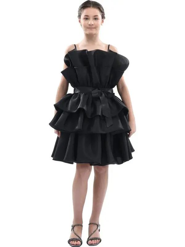 TULLEEN Noella Ruffle Dress - Black