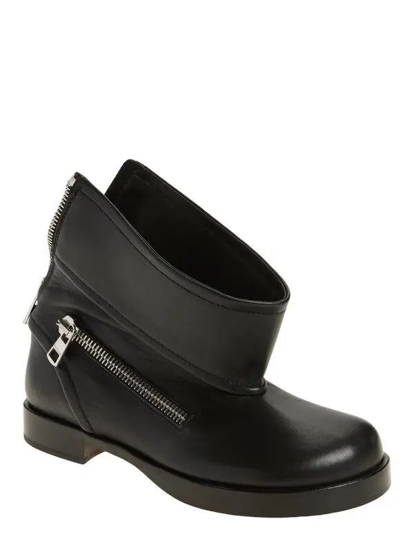 JW Anderson Biker Foldover Shaft Bootie - 999 Black