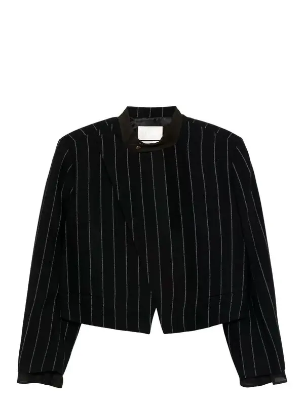 LESS Striped Cropped Jacket - Black