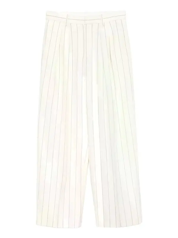 LESS Striped Straight Leg Trousers - White